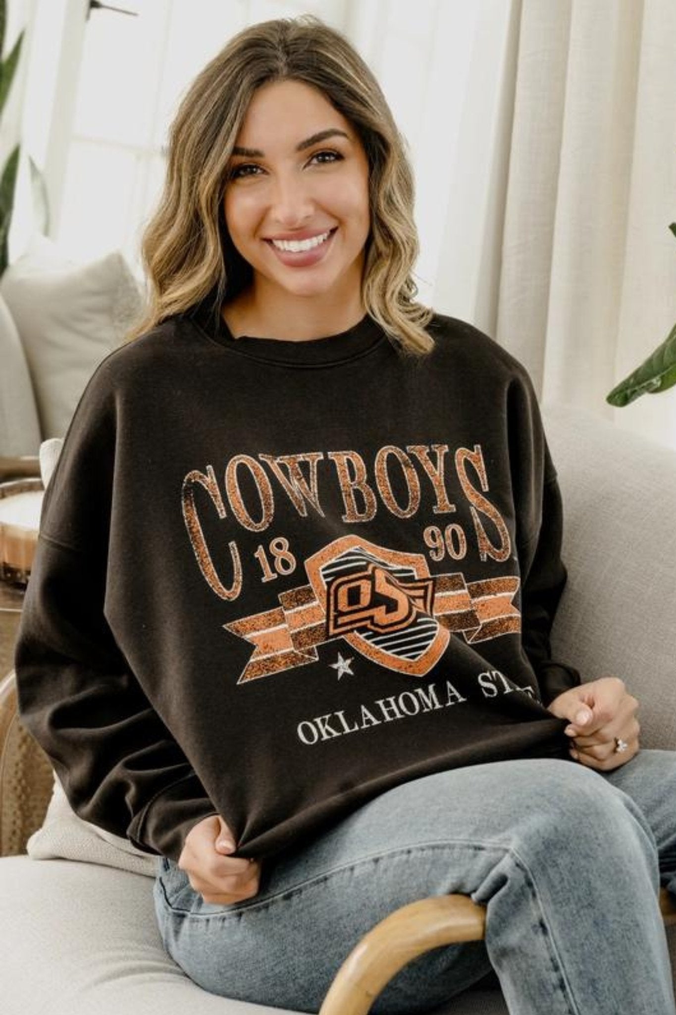 Livy Lu: OSU Cowboys Pep Rally Black Hi-Dive sweatshirt - J. Cole Shoes