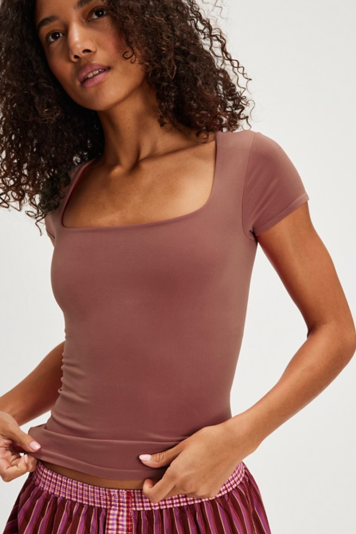 Free People: Sunfade Clean Lines Baby Tee in Canyon Sunset – J. Cole Shoes