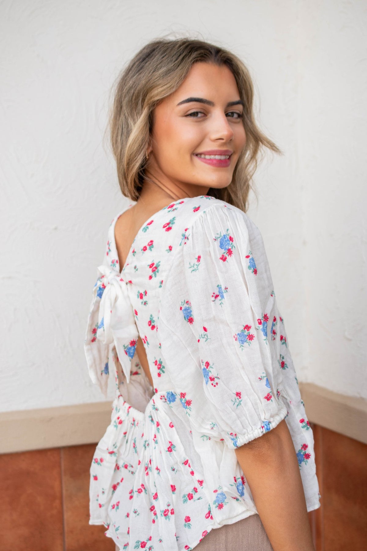 Free People: Chloe Printed Top in Tea Combo - J. Cole Shoes