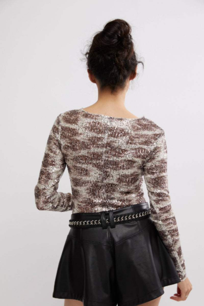 Free People: Printed Gold Rush Top in Alabaster Combo - J. Cole Shoes