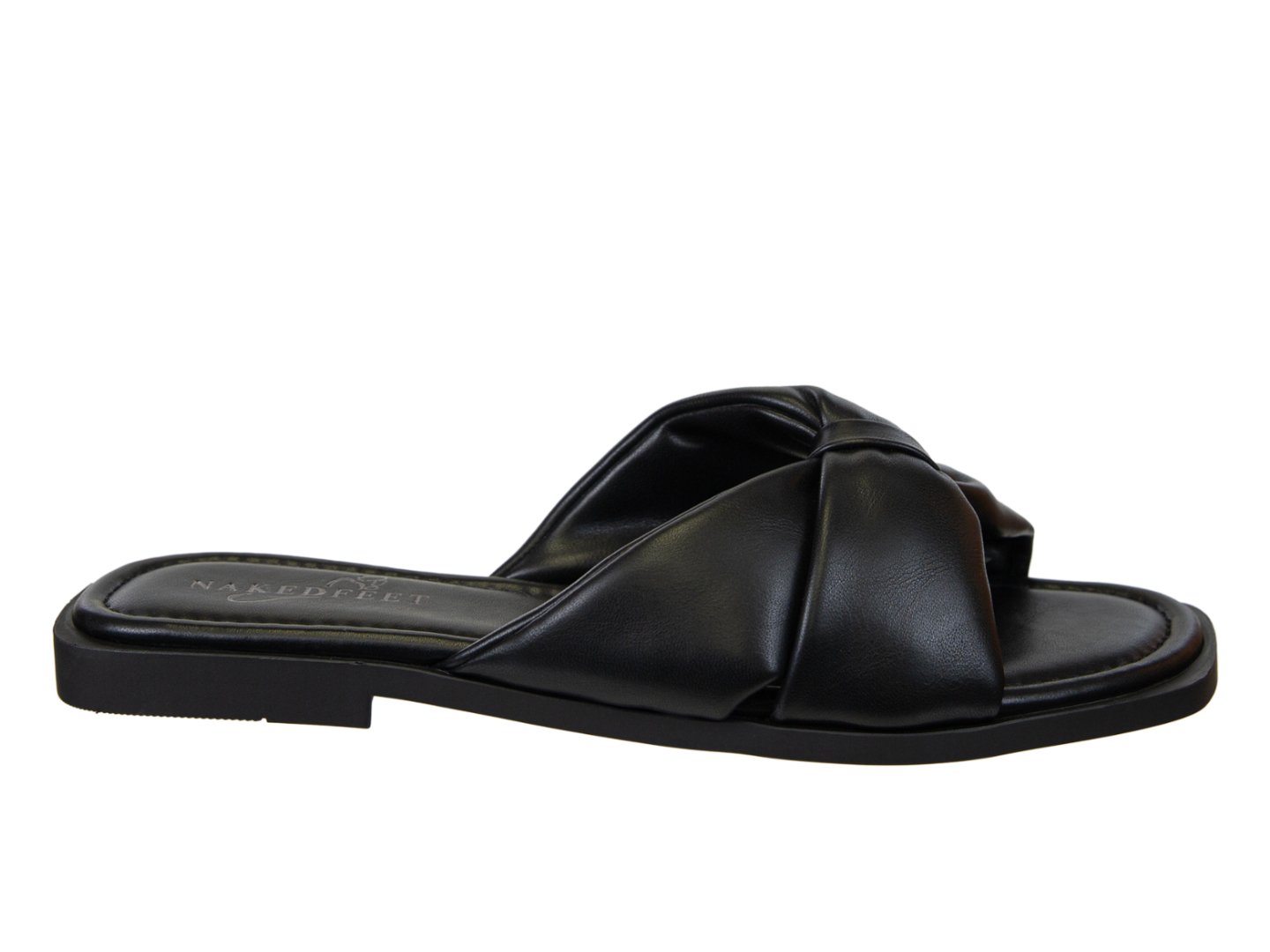 NAKED FEET - GOA in BLACK Flat Sandals - J. Cole Shoes