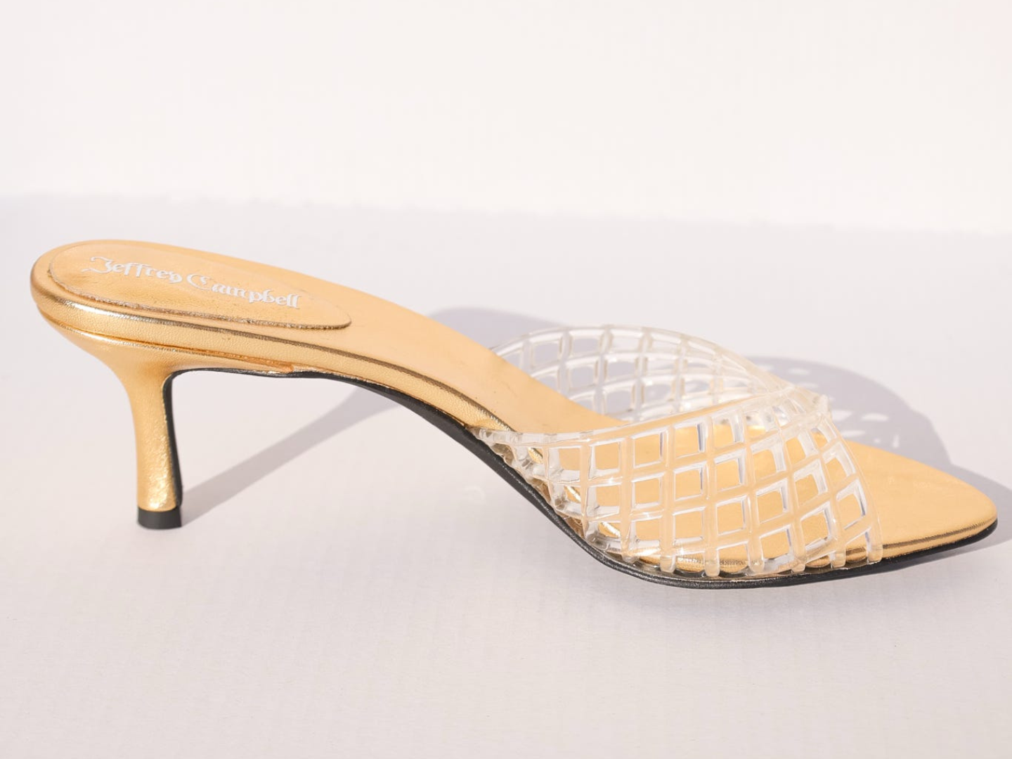 Jeffrey Campbell: Seablu in Clear/Gold – J. Cole Shoes