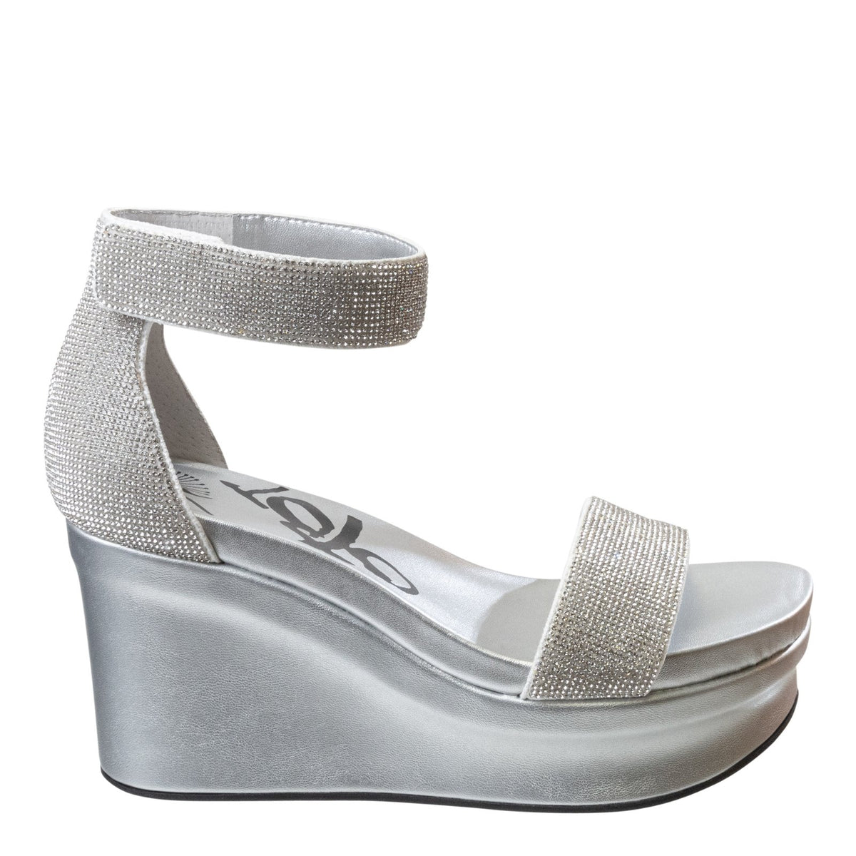 OTBT - STATUS in SILVER Wedge Sandals - J. Cole Shoes